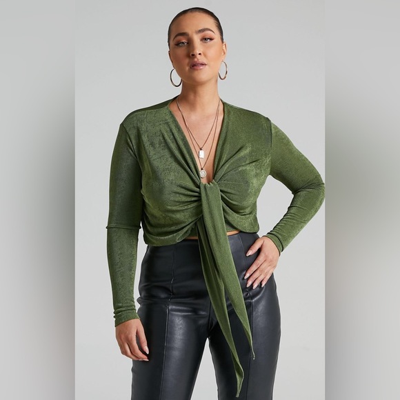 Showpo. | Tops | Showpo Cortez Plunging Centre Front Waist Tie Long ...